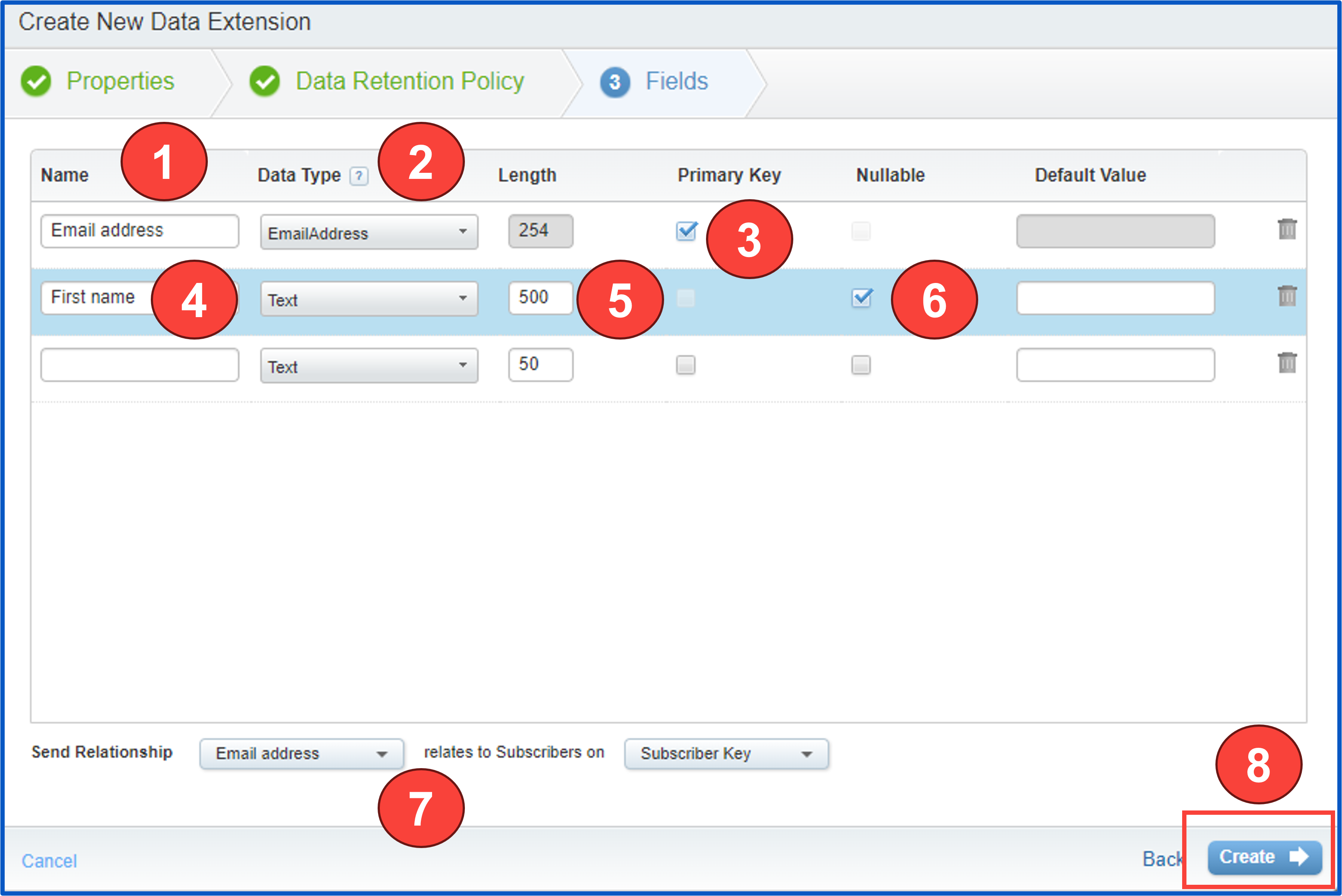 To include another field, enter the field Name and choose the Data Type ...